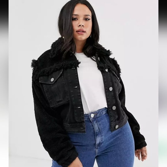ASOS Curve | Jackets & Coats | Asos Curve Denim Jacket With Borg Detail ...
